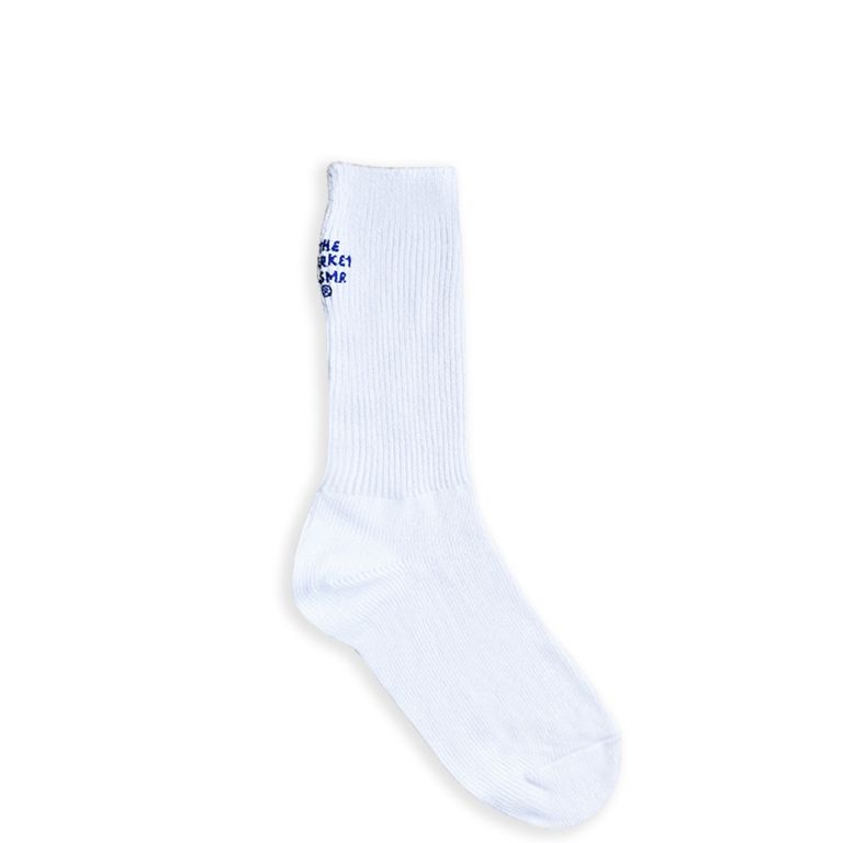 MSMR Knit Market Logo Socks White 英文刺繡中筒襪 白｜新光三越 skm online｜skm online 新光三越線上官方購物平台