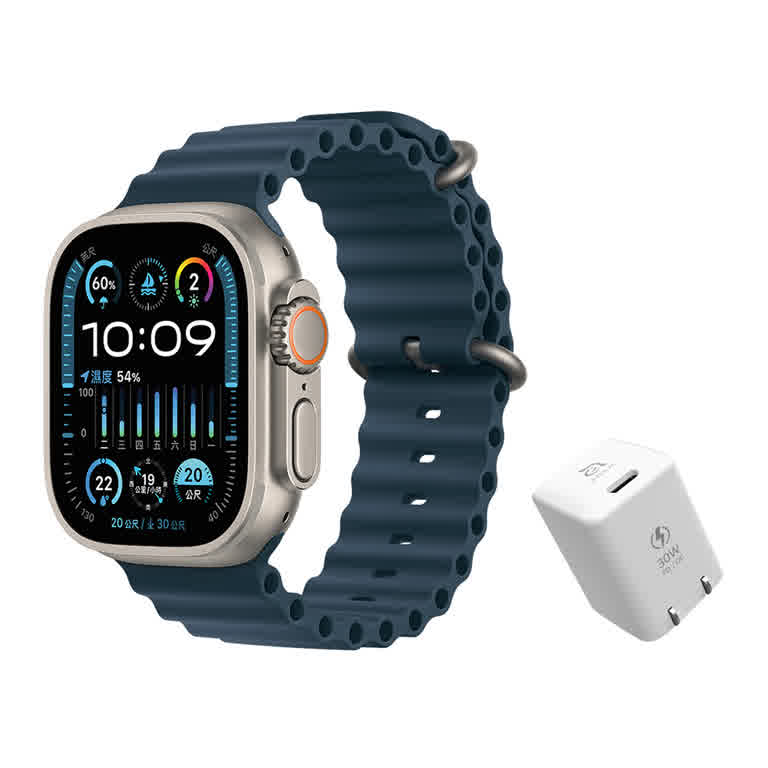 Apple Watch Ultra 2 海洋錶帶 藍色+亞果充電器｜新光三越 skm online｜skm online 新光三越線上官方購物平台