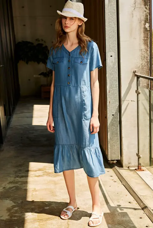 DIFFA-短袖牛仔連身洋裝｜嘉義垂楊店｜skm online 新光三越線上官方購物平台