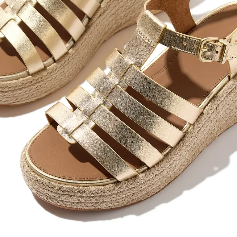 fitflop 草編皮革漁夫楔形涼鞋-金色｜台中中港店｜skm online 新光三越線上官方購物平台